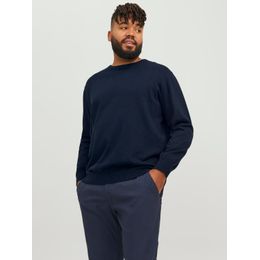 Jack & Jones PlusSize Herren Strickpullover "JJEBASIC KNIT CREW NECK NOOS PLS", blau, Basic, Gr. 6XL, JACK & JONES PLUSSIZE, unifarben, Strick, Obermaterial: 100%