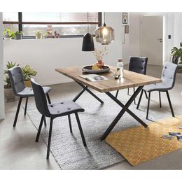 Pharao24.de Essplatzgruppe in Wildeichefarben und Grau Loft Design (fünfteilig)