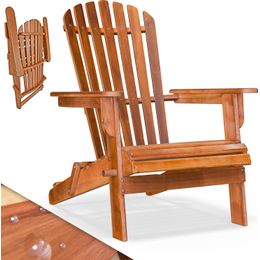 Casaria® Sonnenliege Holz Wetterfest Klappbar 160kg Belastbarkeit XXL Armlehnen Rückenlehne Garten Balkon Terrasse Holzstuhl Ergonomisch Adirondack