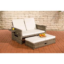 CLP Polyrattan Sofa Ancona 5mm,grau-meliert Cremeweiß