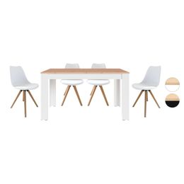 ByLiving KIRA Tischgruppe, Tisch 140 oder 160 cm, 4 Stühle