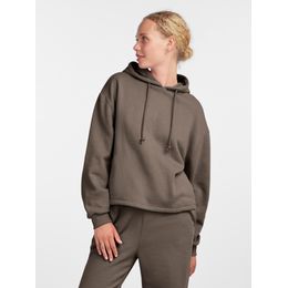 Hoodie Pieces "PCCHILLI LS HOODIE NOOS BC", Damen, Gr. S, braun (morel), Sweatware, Obermaterial: 50% Baumwolle, 50% Polyester, unifarben, regular fit taillenbedeckt, Rundhals, Sweatshirts