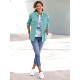 Hemdbluse Casual Looks, Damen, Gr. 44, gr&uuml;n (salbei), 100% Viskose, unifarben, Blusen Hemdbluse