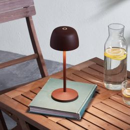 LINDBY LED-Akku-Tischleuchte Arietty, braun, dimmbar, IP65