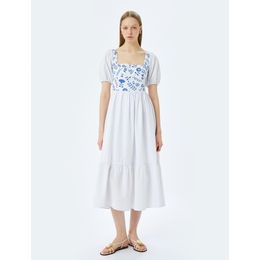 KOTON Kleid Damen Größe 34 blau / weiß Winterkleid