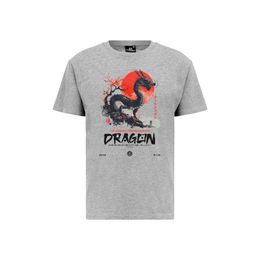 Oldskull T-Shirt 'ASIAN DRAGON SPIRIT' Herren Gr&ouml;&szlig;e M grau / rot / schwarz