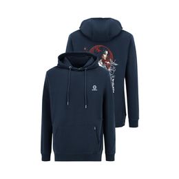 Oldskull Hoodie 'Asian Blossom Queen' Herren Gr&ouml;&szlig;e XL dunkelblau / dunkelrot / wei&szlig;