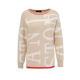 Aniston CASUAL Pullover Damen Gr&ouml;&szlig;e L beige / blutrot / wei&szlig;