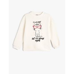 KOTON Sweatshirt Mädchen Größe 146/152 ecru / pink / schwarz