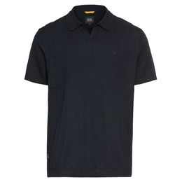 Camel Active Strick-Poloshirt aus Baumwoll-Leinen-Mix Herren Gr&ouml;&szlig;e L dunkelblau