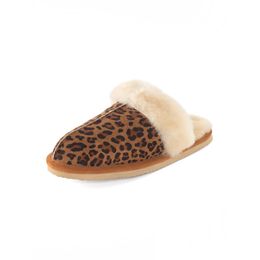 Minnetonka Hausschuh 'Leopard' Damen Gr&ouml;&szlig;e 38 creme / braun / schwarz