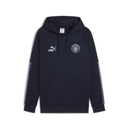 Puma Herren Hoodie "Manchester City KING Hoodie Herren"deep navy team light blau, Gr. L, Obermaterial: 68% Baumwolle, 32% Polyester; Rippe: 97%