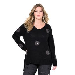 MIAMODA Pullover Damen Gr&ouml;&szlig;e M/L dunkelgrau / schwarz / wei&szlig;