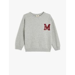 KOTON Sweatshirt Jungen Gr&ouml;&szlig;e 134/140 graumeliert / dunkelrot