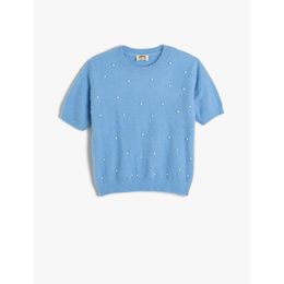 KOTON Pullover M&auml;dchen Gr&ouml;&szlig;e 134/140 himmelblau / perlwei&szlig;