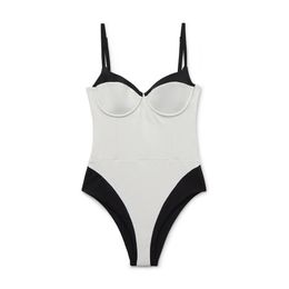 CALZEDONIA Badeanzug 'Double Bikin' Damen Größe L grau / schwarz