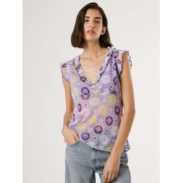 Pepe Jeans Bluse 'Letty' Damen Gr&ouml;&szlig;e M senf / violettblau / helllila / dunkellila