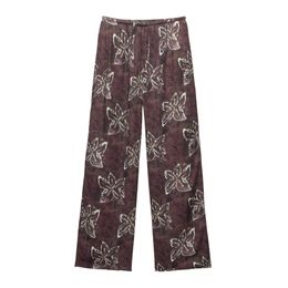 Pull&Bear Pull&bear Hose 'HIBISCUS' Damen Gr&ouml;&szlig;e 42 schoko / lila / aubergine / wei&szlig;
