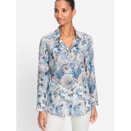 Olsen Bluse mit Allover-Print Damen Größe M hellblau
