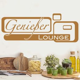 Wandtattoo K&uuml;chenspruch Genie&szlig;er Lounge - Wandsticker Wandaufkleber Wandklebebilder S bis XXL - K&uuml;che K&uuml;chenmotiv Schriftzug - 35 Farben