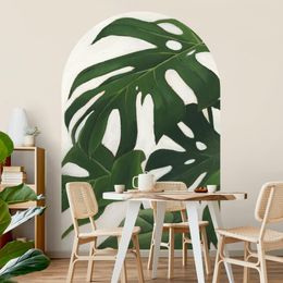 Bilderwelten Rundbogen Tapete Lieblingspflanzen - Monstera - Schlafzimmer Wohnzimmer - hinterm Bett - halbrund rund - selbstklebend Fototapete