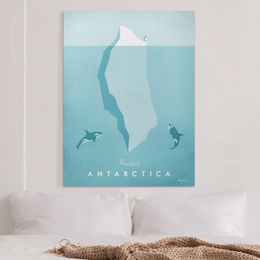 Bilderwelten Leinwandbild Henry Rivers Vintage Kunstdruck Reiseposter - Antarktis - Leinwanddruck Hochformat Wandbild moderne Bilder auf Leinwand Flur