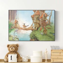 Akustik-Wechselbild Wassili Waschb&auml;r - Wassili und Familie Fuchs