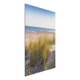 Alu Dibond Outdoor Bild - Strandd&uuml;ne am Meer - Strand beige Motiv wetterfest D&uuml;nen Wohnzimmer Schlafzimmer