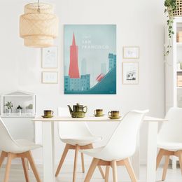Bilderwelten Leinwandbild Henry Rivers Vintage Kunstdruck Reiseposter - San Francisco Leinwanddruck Hochformat - Wandbild modernes Bild auf Leinwand Flur