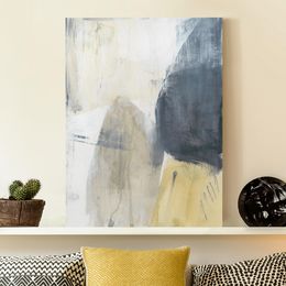 Bilderwelten Leinwandbild Abstrakte Malerei Dreiklang mit Tigerauge II - Leinwanddruck Hochformat - Wandbild S-XXL - moderne Bilder auf Leinwand Flur
