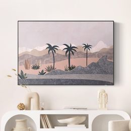 Akustik-Wechselbild Grafische Landschaft mit Palmen