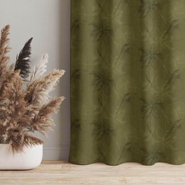 Bilderwelten Vorhang Blüten Mix - Olive Grün - blickdichte Gardine Muster Blumen Floral Wohnzimmer Schlafzimmer Küche Bad Badezimmer Grün