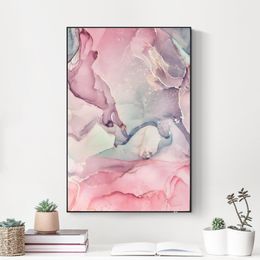 Akustik-Wechselbild Aquarell Pastell Rosa mit Gold