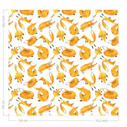 Bilderwelten Vorhang F&uuml;chse - blickdichte Gardine Illustration Muster Tiere Kinderzimmer Baby Babyzimmer M&auml;dchen M&auml;dchenzimmer Jungen Jungenzimmer Orange