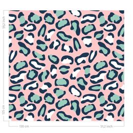 Bilderwelten Vorhang Leopardenmuster in Pastell Rosa und Blau - blickdichte Gardine Muster Tiere Wohnzimmer Schlafzimmer K&uuml;che Bad Badezimmer Jugendzimmer Pastell