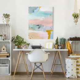 Bilderwelten Leinwandbild Abstrakte Malerei Pastell Verschwommener Tagesanbruch III - Leinwanddruck Hochformat - Wandbild S-XXL - moderne Bilder