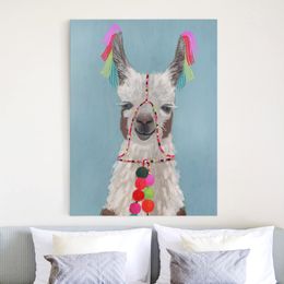 Bilderwelten Leinwandbild Tiere Lama mit Schmuck III - Leinwanddruck Hochformat - Wandbild S-XXL - moderne Bilder auf Leinwand Flur Wohnzimmer