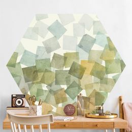 Bilderwelten Hexagon Tapete Vliestapete Abstrakt Wandtapete beige - Fallende Würfel - Geometrisch Wohnzimmer Schlafzimmer