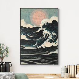 Wechselbild Shabby Wellen Illustration mit Sonne