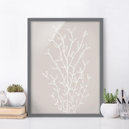 Bilderwelten Bild mit Rahmen Line Art Zweig auf Beige