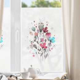 Bilderwelten Fensterfolie Blumen Illustration Aquarell bunt - Esther Meinl - Aquarell Blumen im Fr&uuml;hling - Deko Wohnzimmer Schlafzimmer K&uuml;che