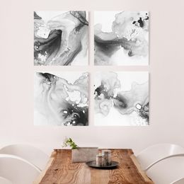 Bilderwelten 4-teiliges Leinwandbild - Quadrat Dunst und Wasser Set II