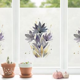 Bilderwelten Fensterfolie Blumen Illustration Aquarell violett - Esther Meinl - Aquarell Blumen Violett - Deko Wohnzimmer Schlafzimmer K&uuml;che