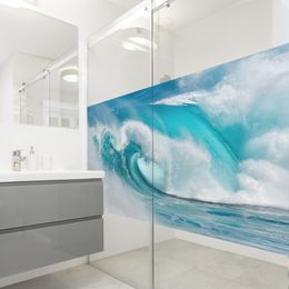Bilderwelten Fensterfolie Strand Motiv Sichtschutz blau - Tosende Wellen - Landschaft Wohnzimmer Schlafzimmer K&uuml;che
