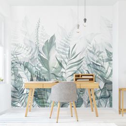 Bilderwelten Fototapete Botanik - Tropische Bl&auml;tter Gr&uuml;n Wohnzimmer,Schlafzimmer Vliestapete inkl. Kleister oder selbstklebend