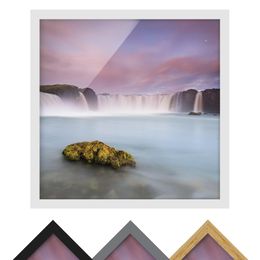 Bilderwelten Bild mit Rahmen - Quadrat Go&eth;afoss und der Mond