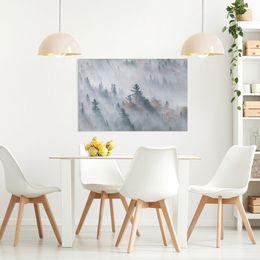 Bilderwelten Leinwandbild Herbstlicher Nebelwald