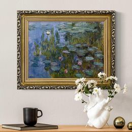 Bilderwelten Bild mit Barockrahmen Antik originell modern Barock violett - Claude Monet - Seerosen (Nympheas) - edle Optik Wohnzimmer Schlafzimmer