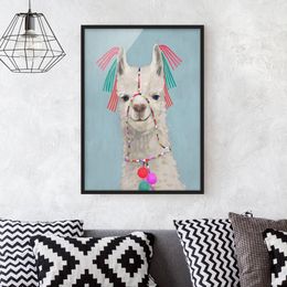 Kinderzimmer Bild mit Rahmen Lama mit Schmuck II