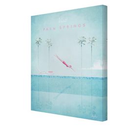 Bilderwelten Leinwandbild Henry Rivers Vintage Kunstdruck Reiseposter - Palm Springs Leinwanddruck Hochformat Wandbild moderne Bilder auf Leinwand Flur